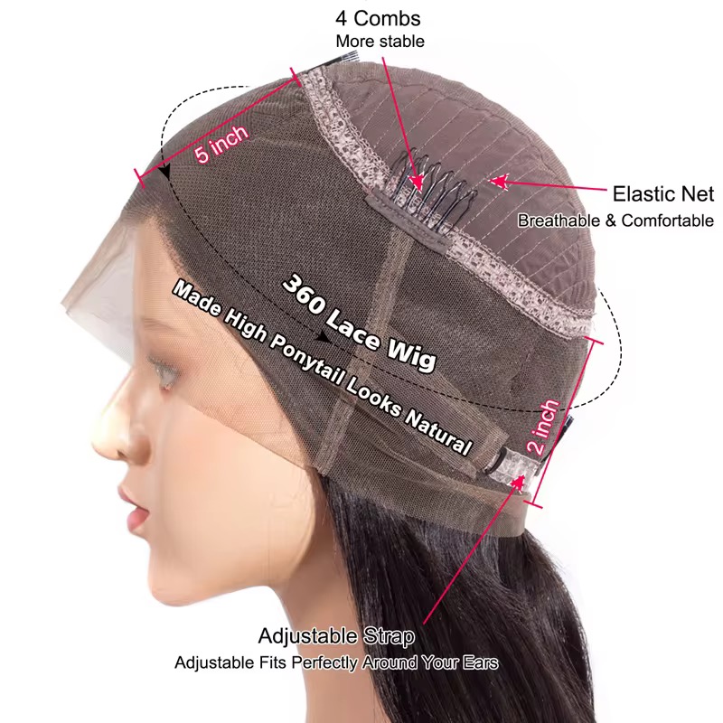 360 Full Frontal Lace Wig Straight Human Hair - ADA BEAUTY